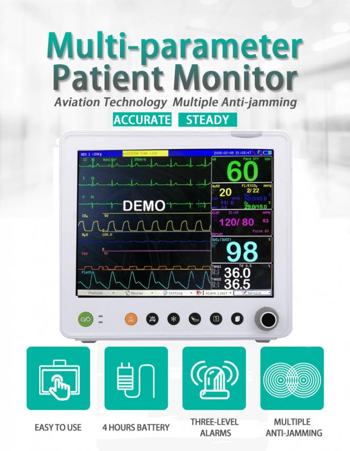 Modular 15'' Vital Signs Patient Monitor With ETCO2 17 Languages