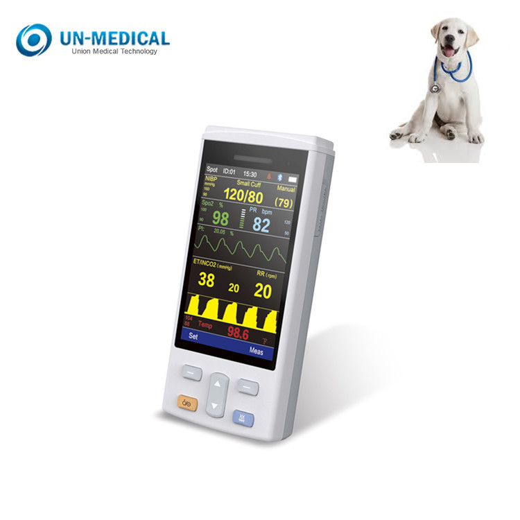 PC200V Handheld 5 Leads Veterinary Vital Signs Monitor NIBP SPO2 TEMP